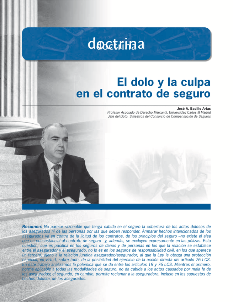 El dolo y la culpa en el contrato de seguro doctrina
