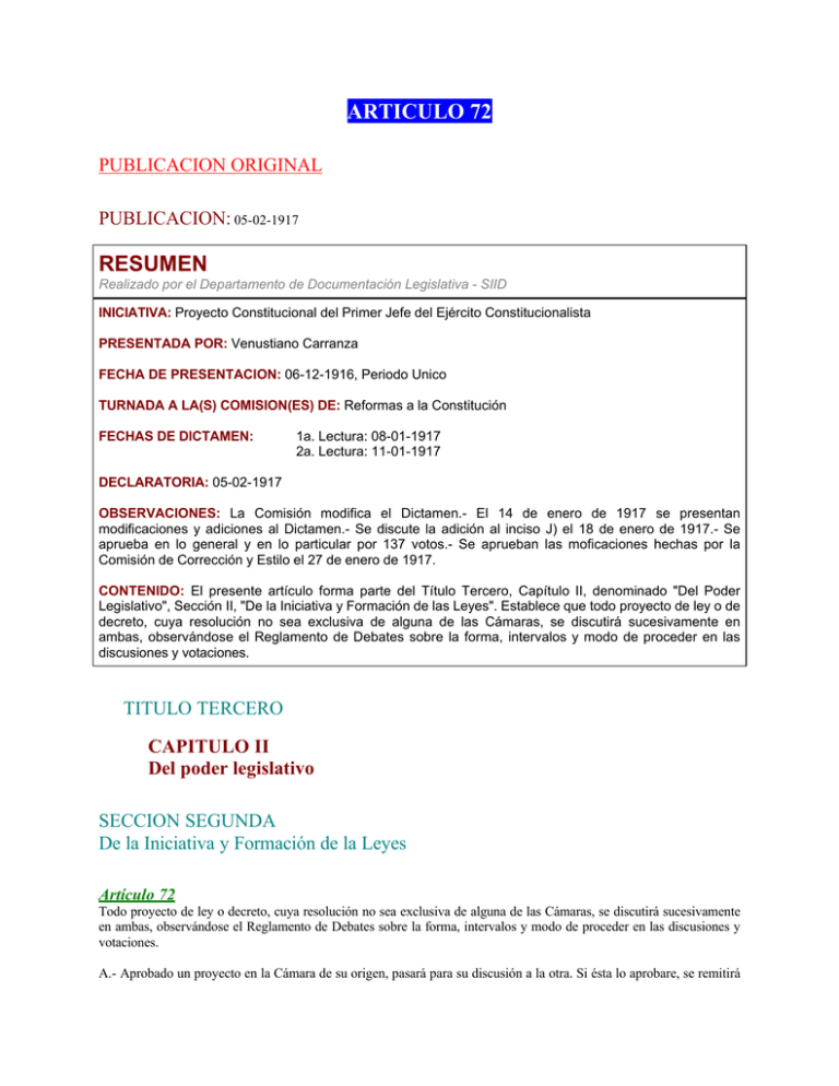 ARTICULO 72 RESUMEN