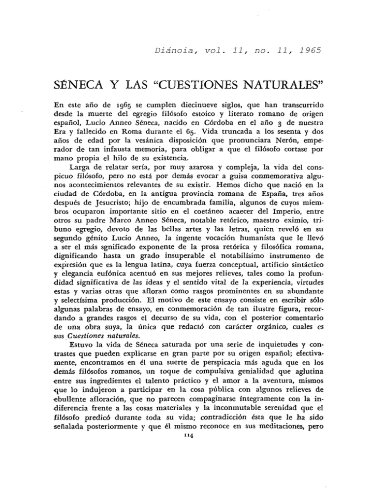 SÉNECA Y LAS "CUESTIONES NATURALES"