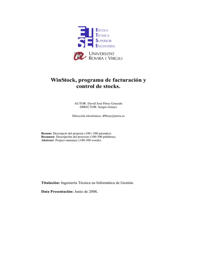 WinStock, programa de facturación y control de stocks.
