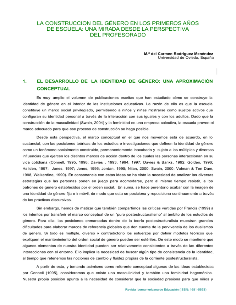 la construccion del género en los primeros años de escuela