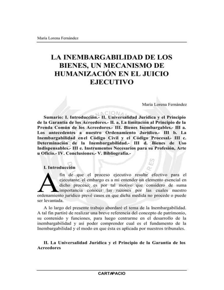 Bienes Inembargables