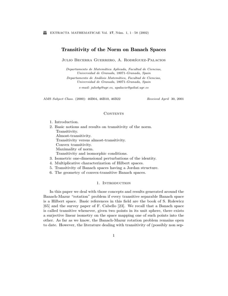 Transitivity Of The Norm On Banach Spaces