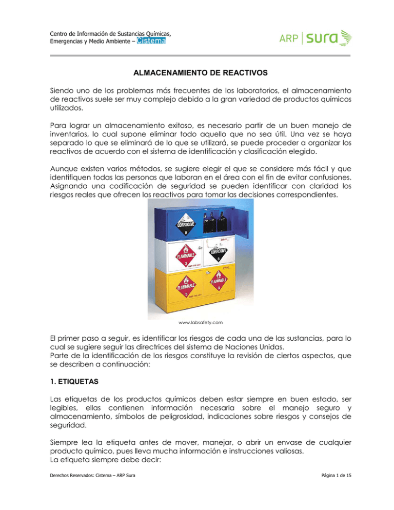 ALMACENAMIENTO DE REACTIVOS