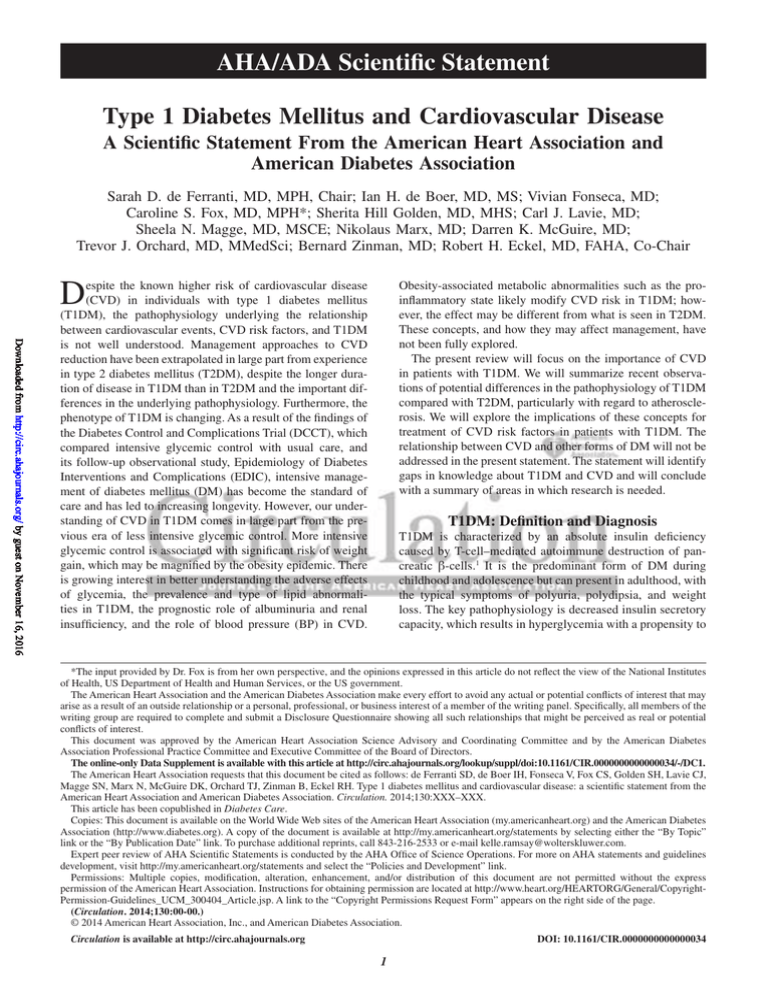 AHA/ADA Scientific Statement