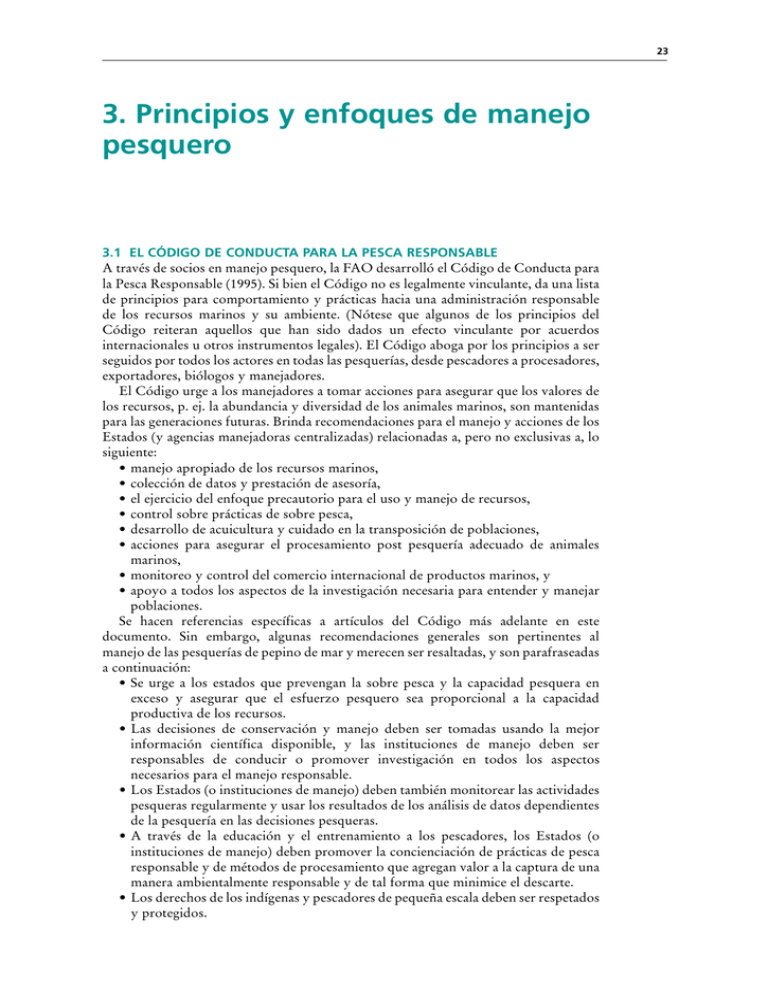 3. Principios y enfoques de manejo pesquero