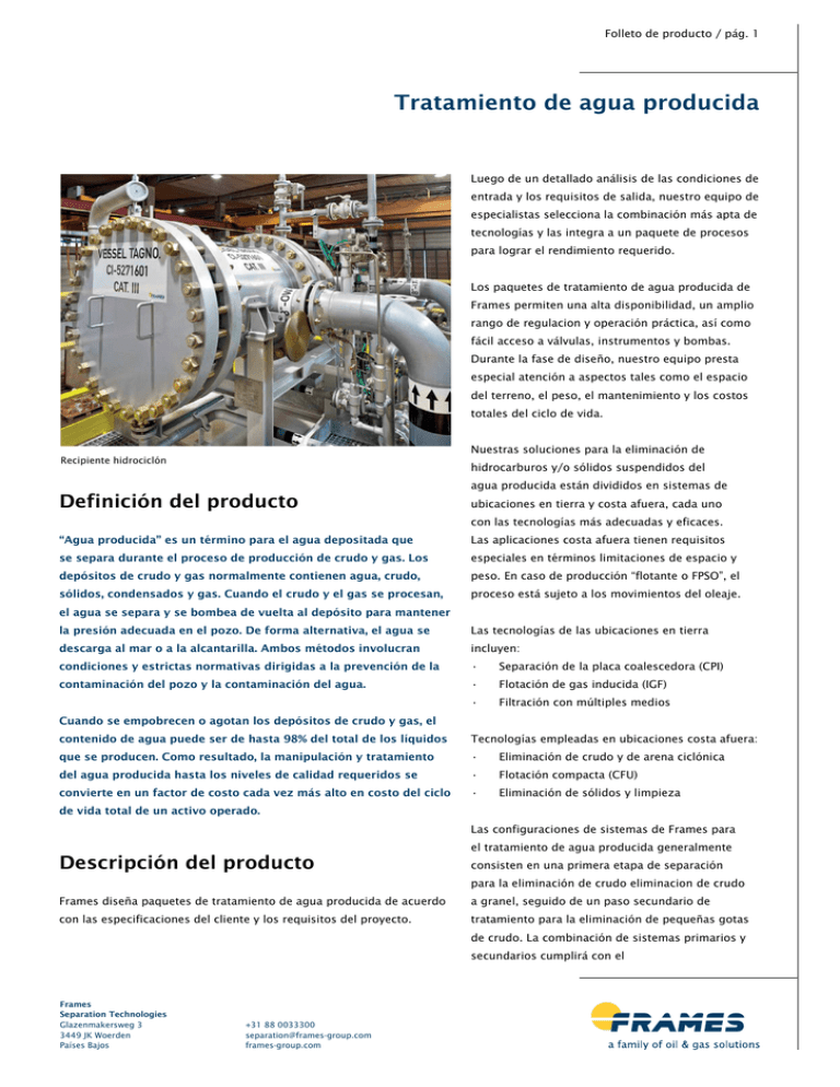 Tratamiento de agua producida