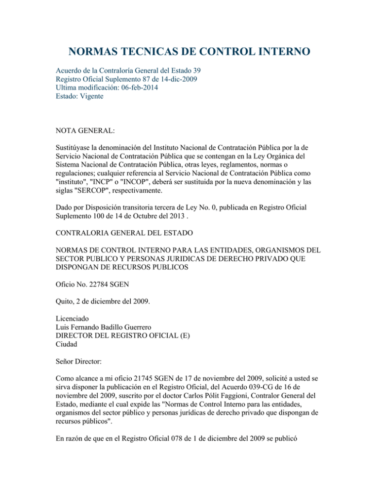 normas tecnicas de control interno