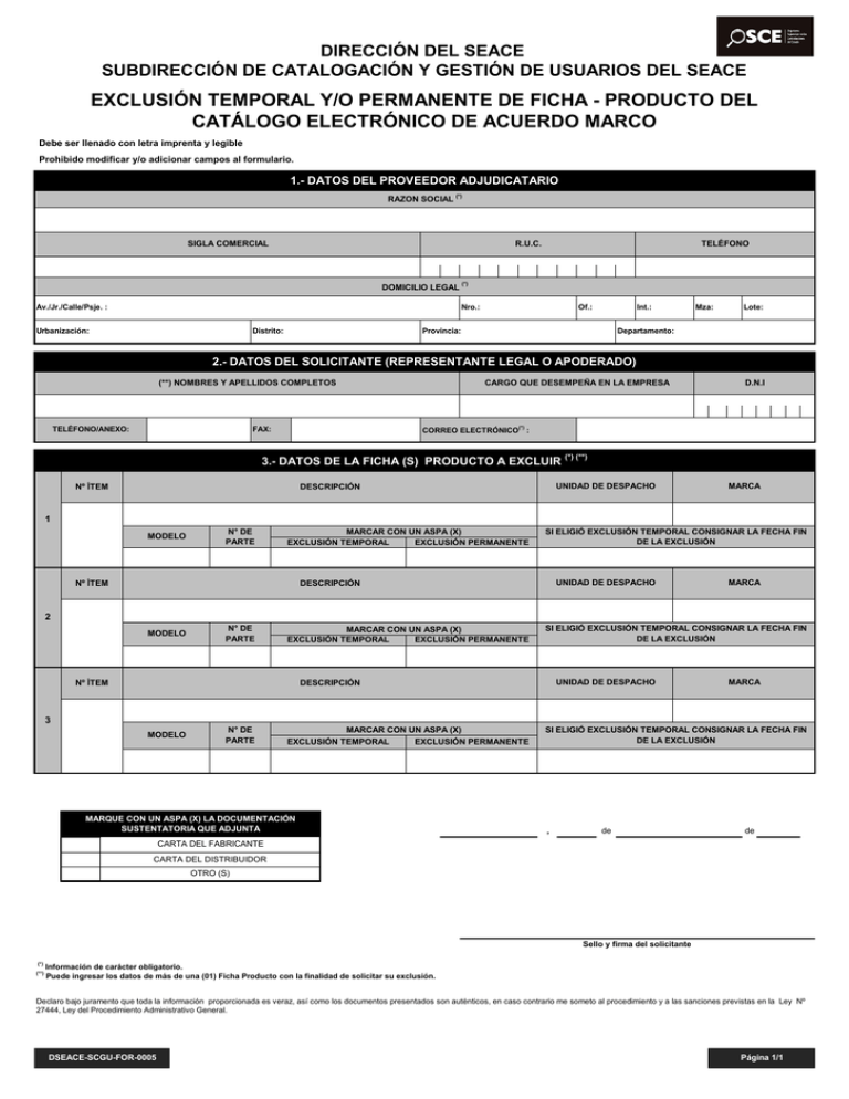 exclusión temporal y/o permanente de ficha