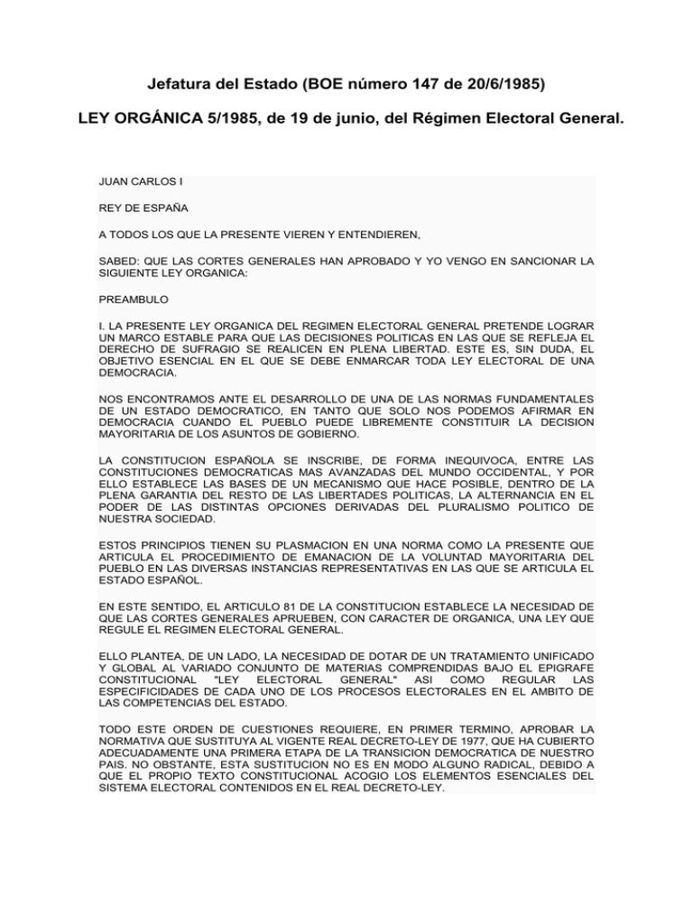 Ley Orgánica de Régimen Electoral General