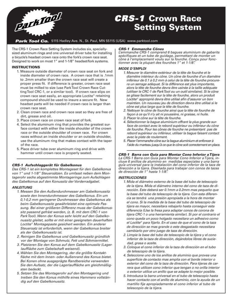 CRS-1 Crown Race Setting System