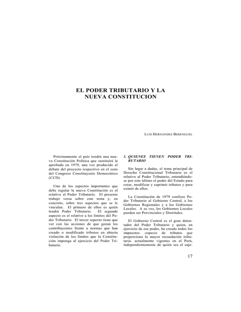 El poder tributario y la nueva Constitución