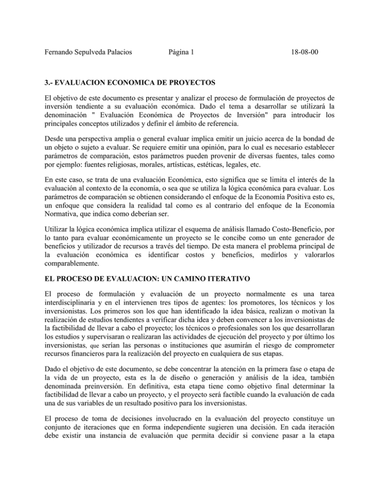 EVALUACION ECONOMICA DE PROYECTOS