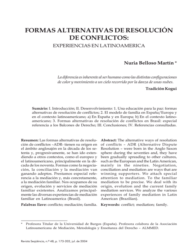 formas alternativas de resolución de conflictos