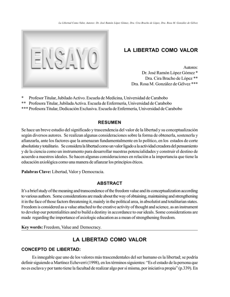 LA LIBERTAD COMO VALOR LA LIBERTAD COMO VALOR