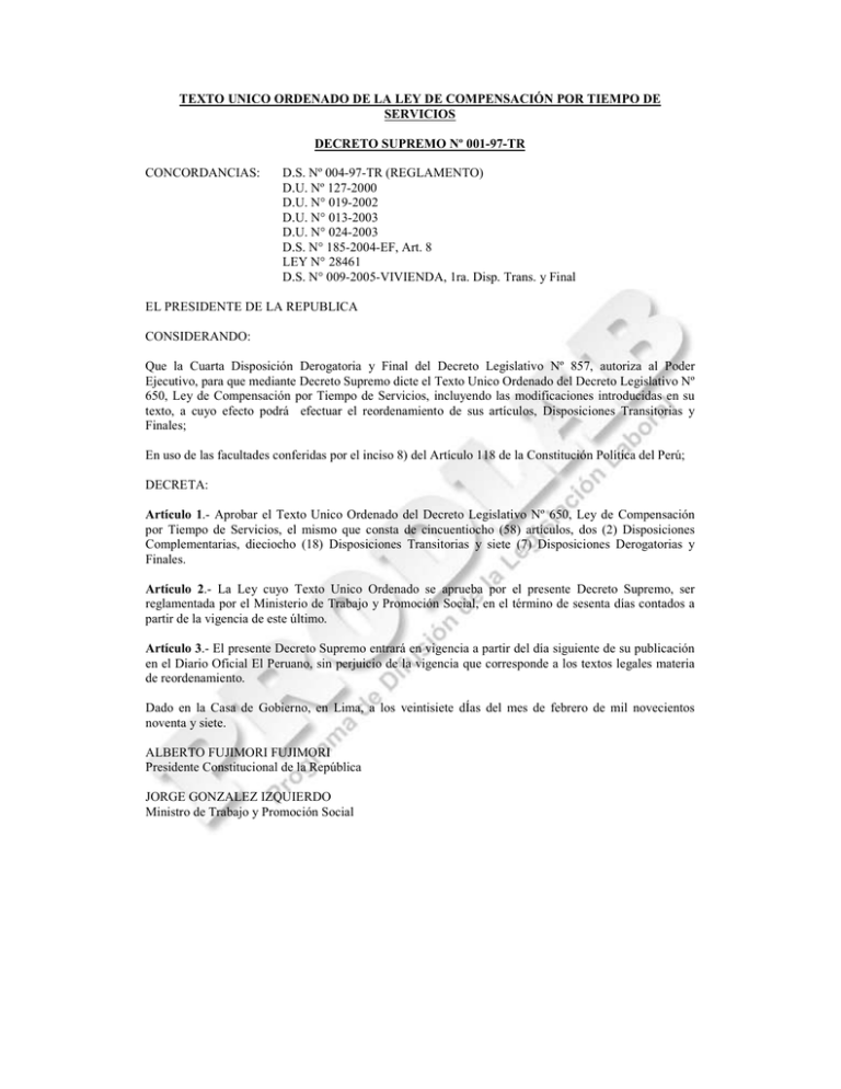 Ley De Compensación Por Tiempo De Servicios