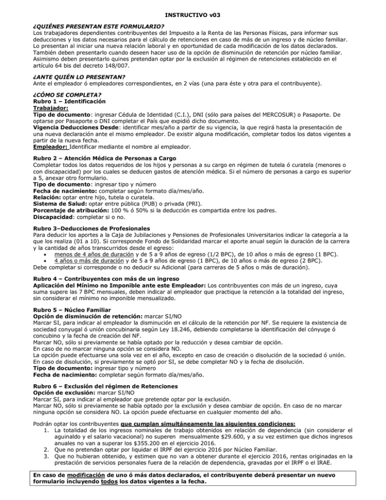 Instructivo Formulario 3100