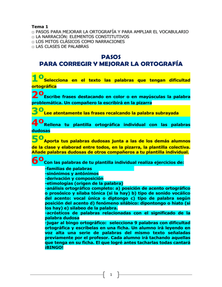 PASOS PARA CORREGIR Y MEJORAR LA ORTOGRAFÍA