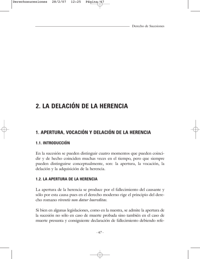 2. la delación de la herencia