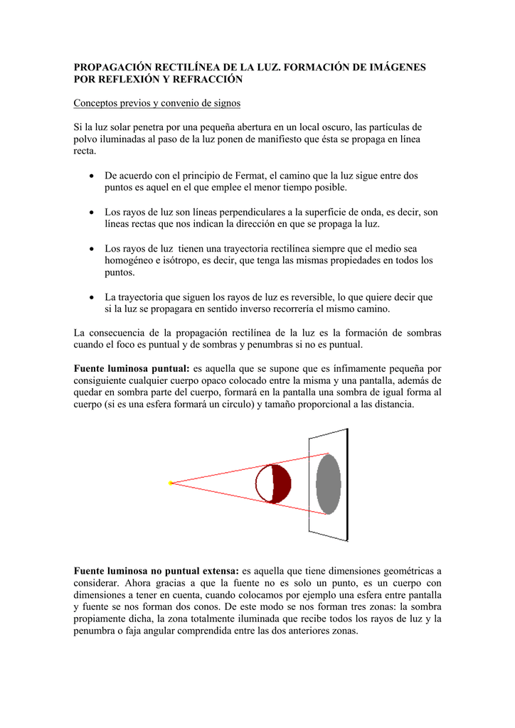 PROPAGACIÓN RECTILÍNEA DE LA LUZ. FORMACIÓN DE