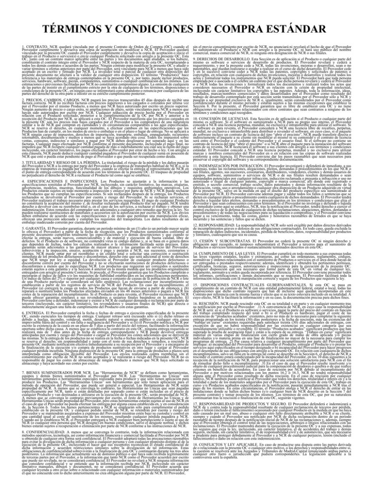 términos y condiciones de compra estándar