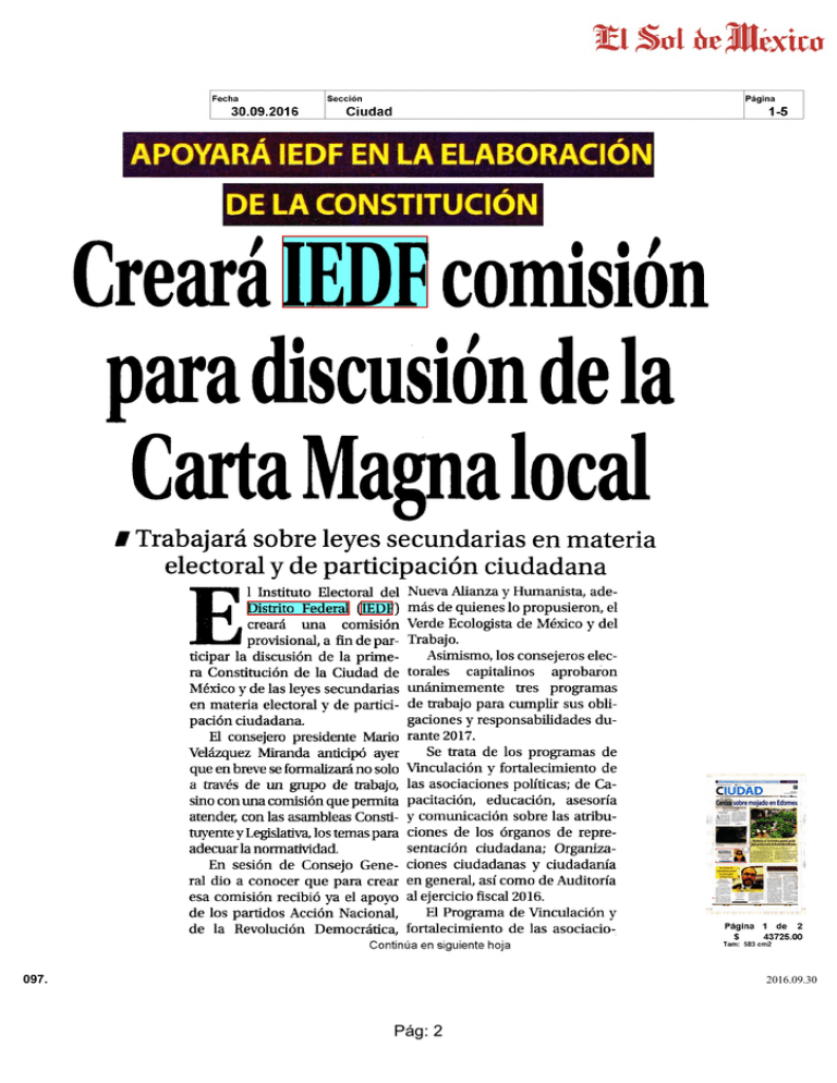 Creara IEDF comisión