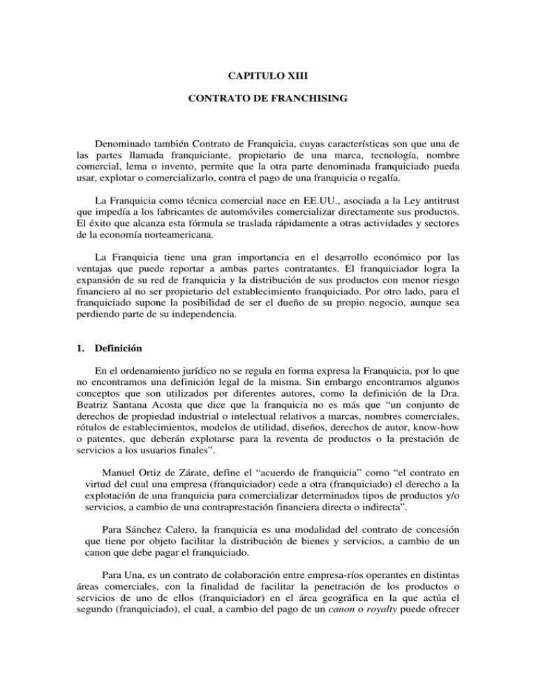 capitulo xiii.- el contrato de franchising capitulo xiii.- el contrato de franchising