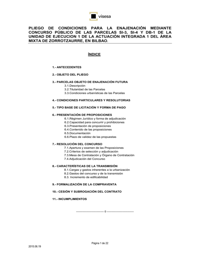 PLIEGO DE CONDICIONES CONCURSO ENAJENACIÓN