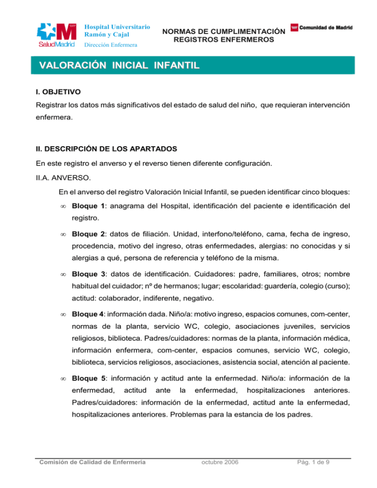 valoración inicial infantil