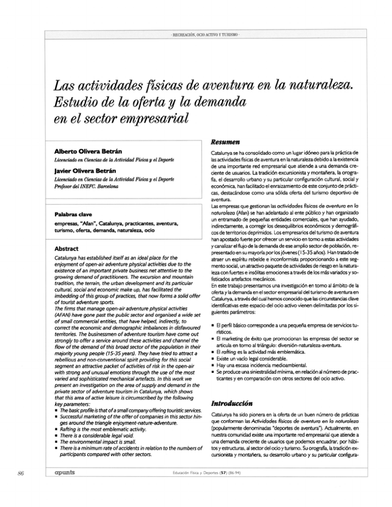 Las actividades físicas de aventura en la naturaleza