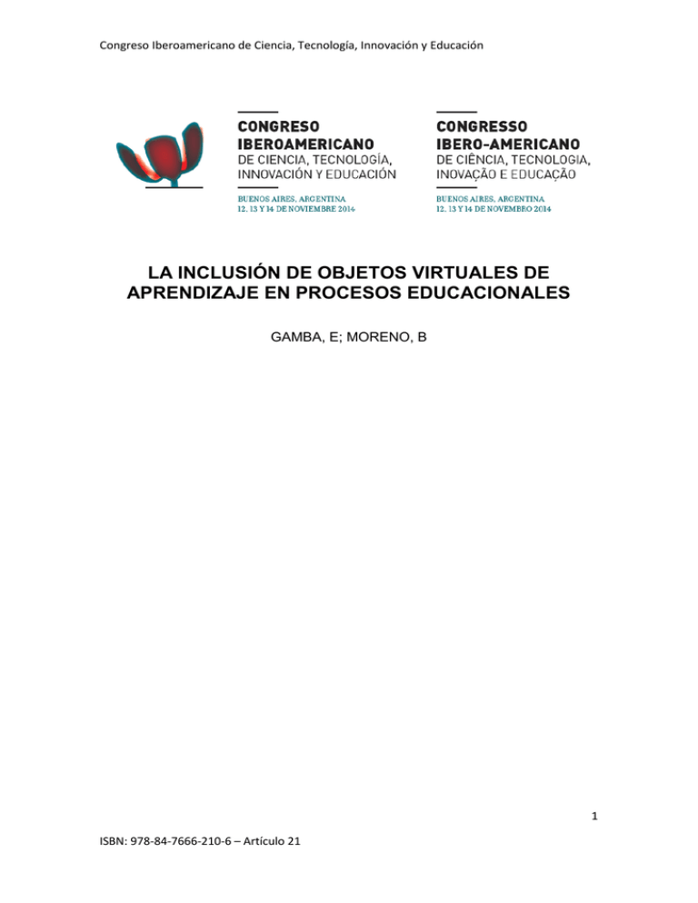 la inclusión de objetos virtuales de aprendizaje en procesos la inclusión de objetos virtuales de aprendizaje en procesos