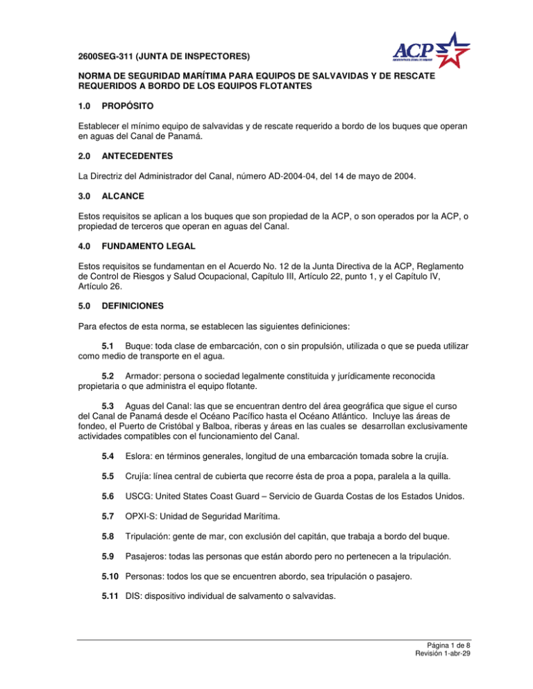 Norma de Seguridad Marítima para Equipos de