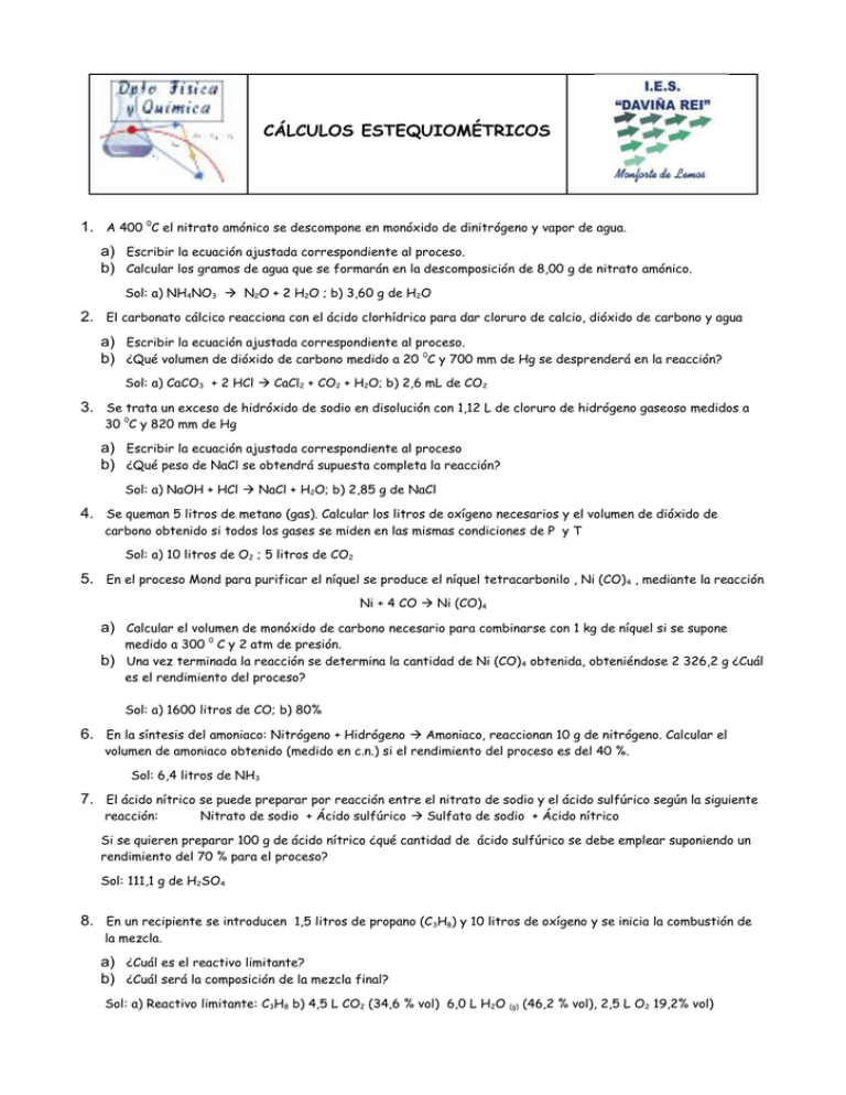 CÁLCULOS ESTEQUIOMÉTRICOS