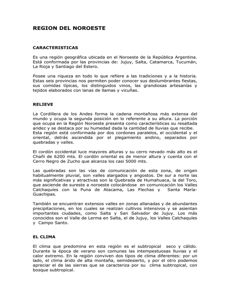 REGION DEL NOROESTE
