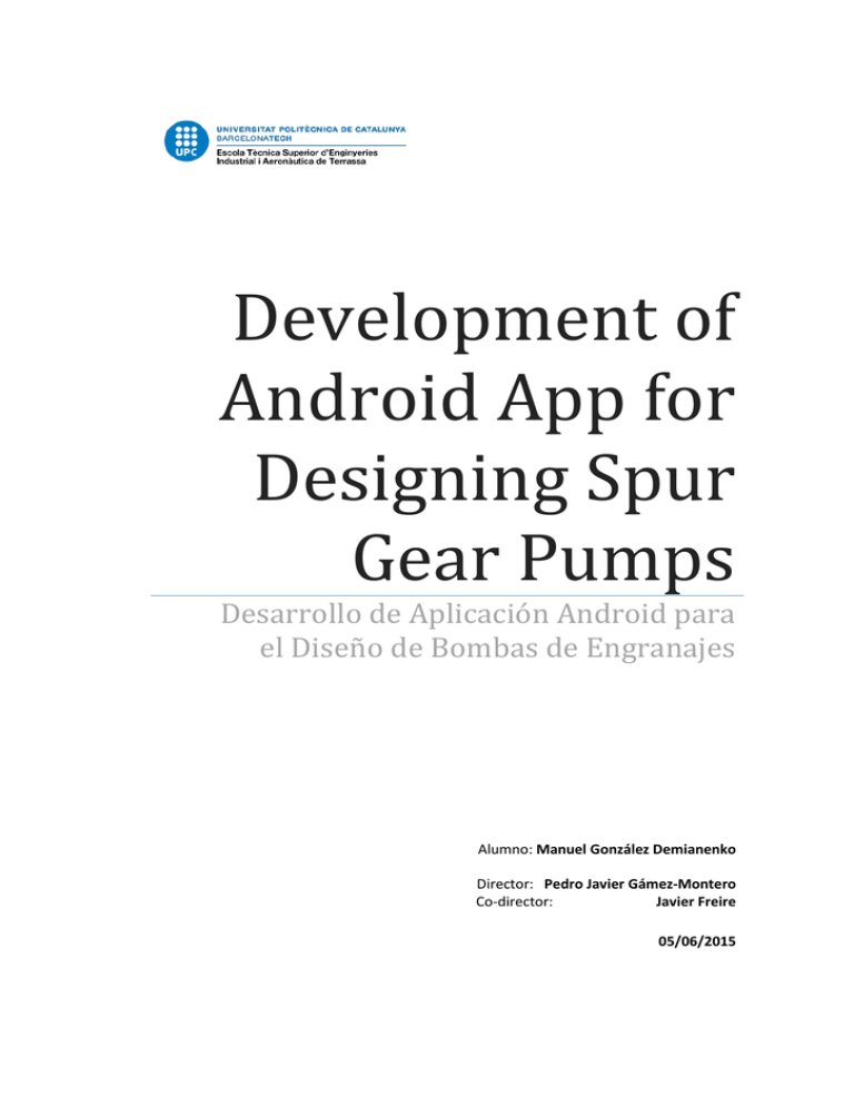 Development of Android App for Designing Spur Gear Pumps