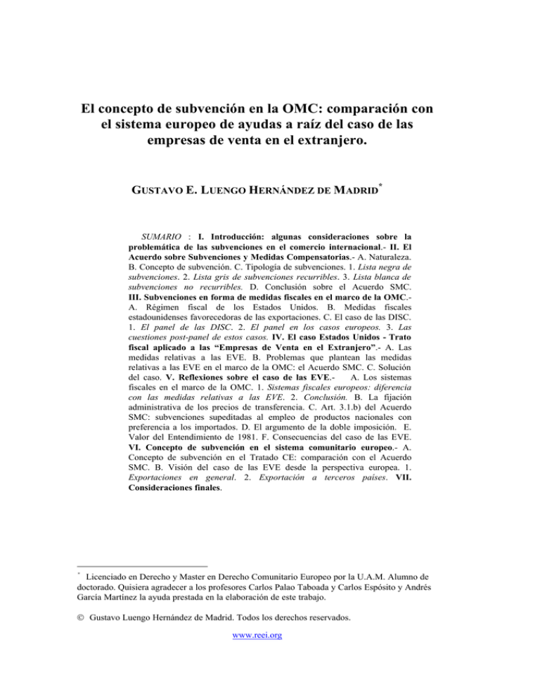 El concepto de subvención en la OMC