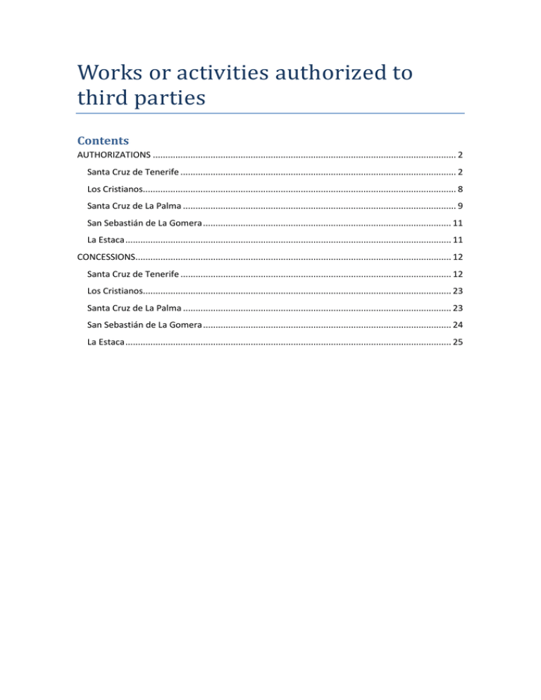 Works or activities authorized to third parties