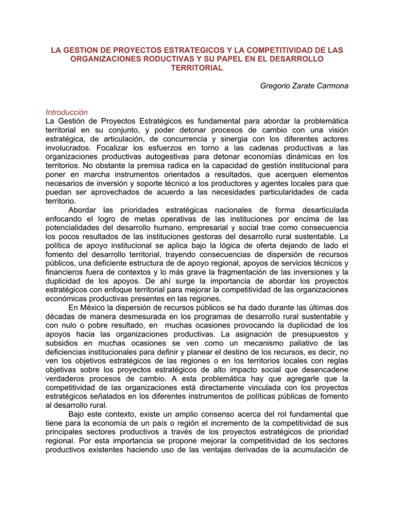 LA GESTION DE PROYECTOS ESTRATEGICOS Y LA