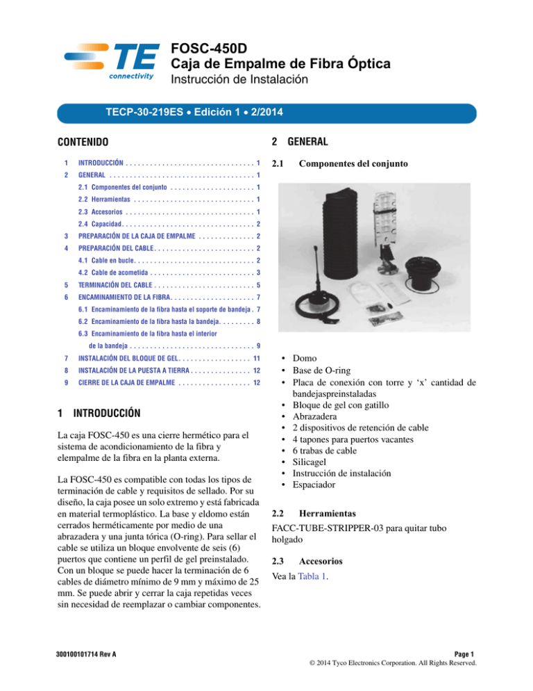 FOSC-450D Caja de Empalme de Fibra Óptica Instrucción de