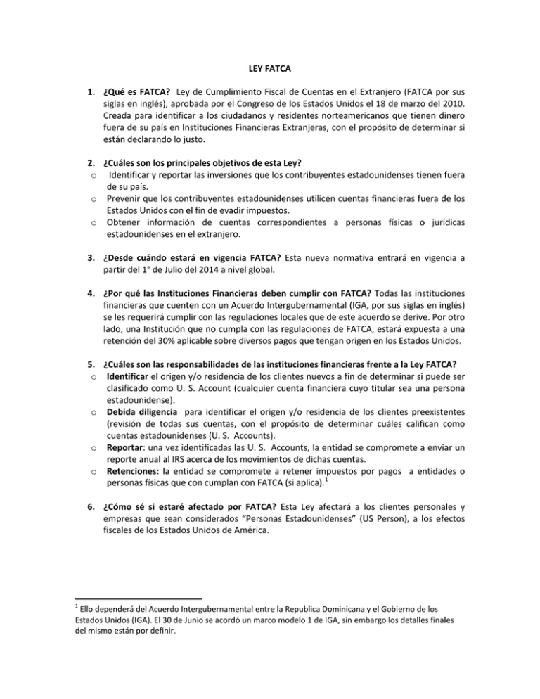 Ley Fatca - Bancamerica