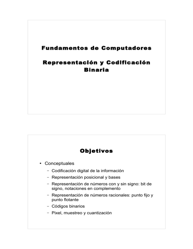 Fundamentos de Computadores Representación y Codificación