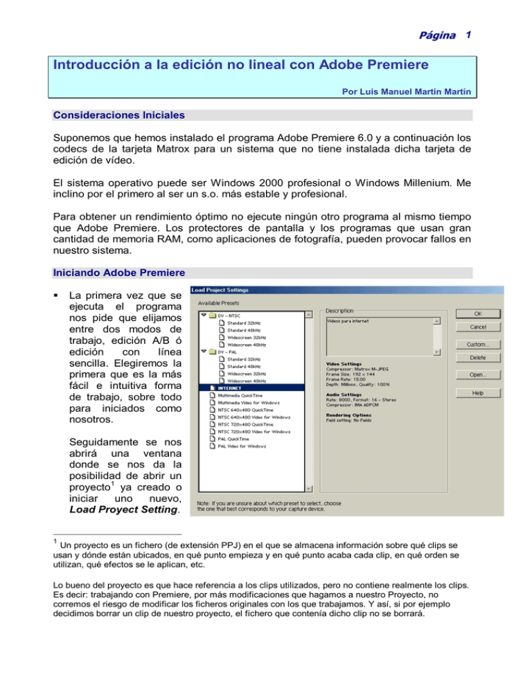 Introducción a la edición no lineal con Adobe Premiere