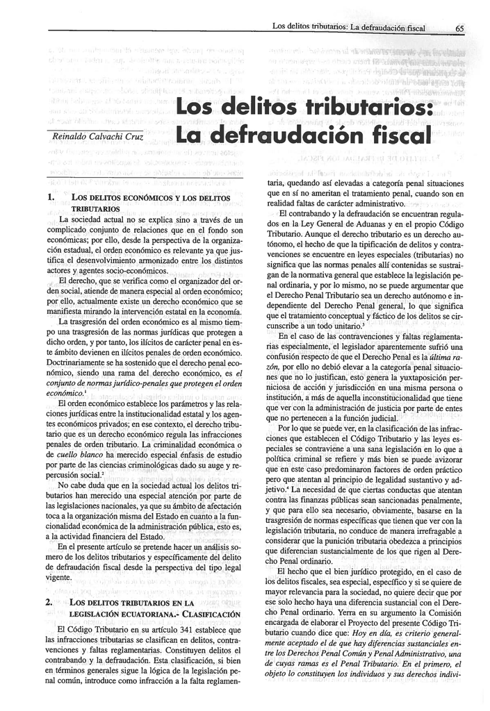 Los delitos tributarios: La defraudación fiscal