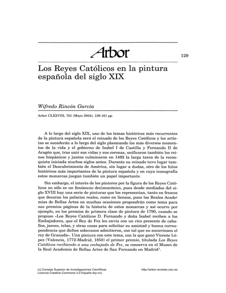 Los Reyes Católicos en la pintura española del siglo - Arbor
