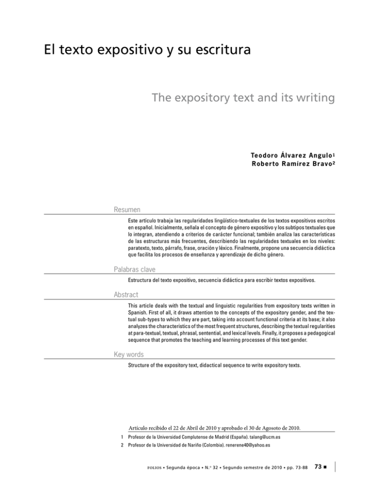 El texto expositivo y su escritura