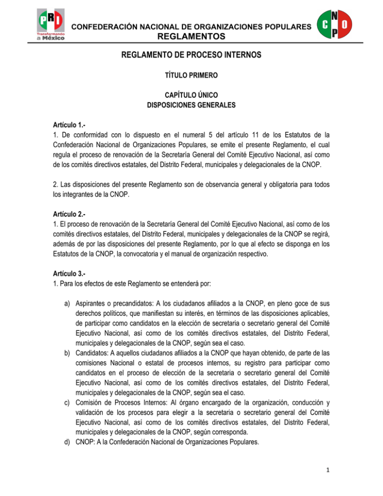 REGLAMENTOS REGLAMENTO DE PROCESO INTERNOS