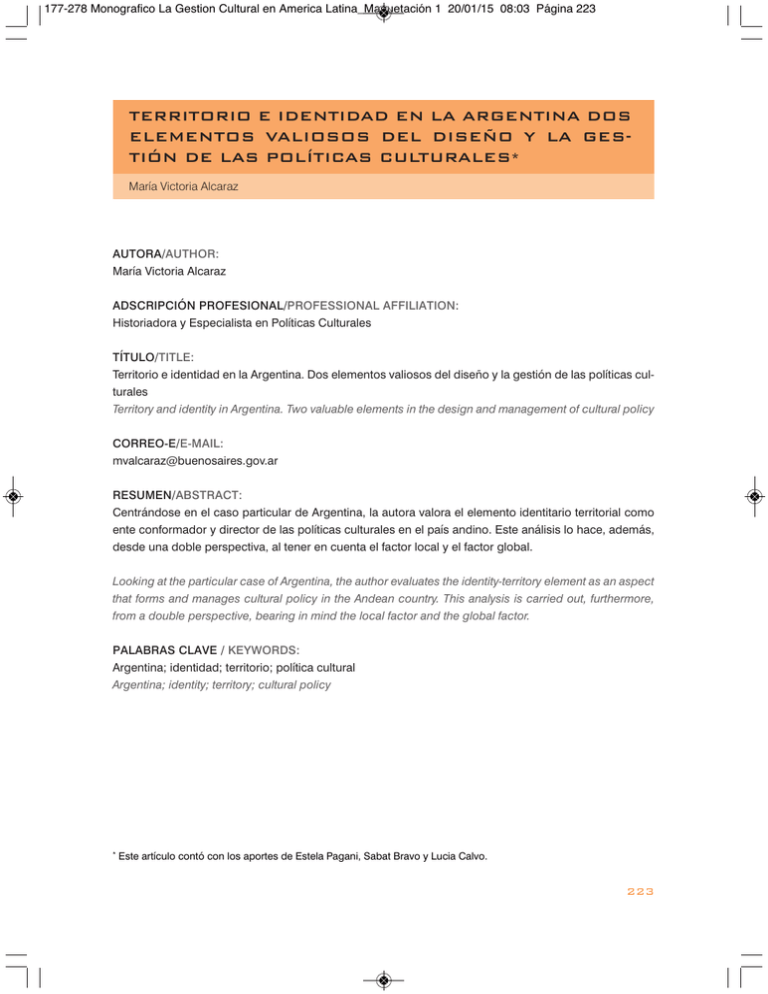 territorio e identidad en la argentina dos elementos valiosos del