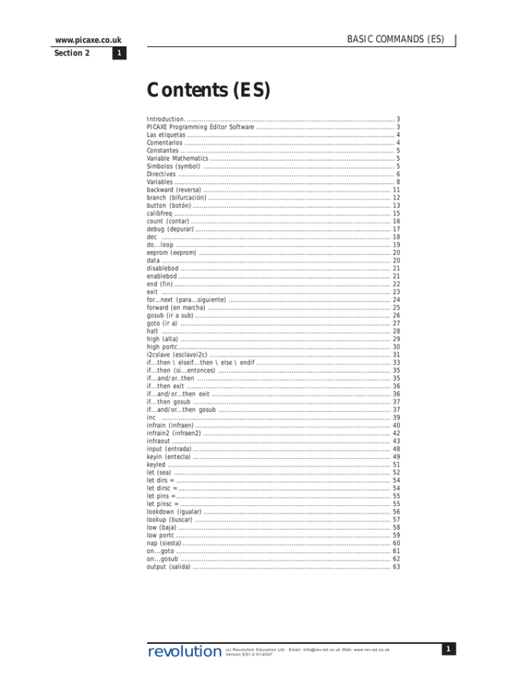 PICAXE Manual Section 2
