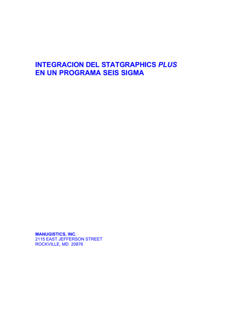 integracion del statgraphics plus en un programa seis sigma