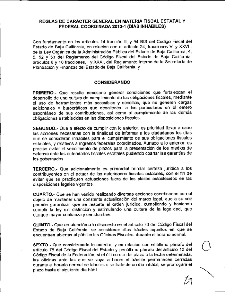 REGLAS DE CARAcTER GENERAL EN MATERIA FISCAL